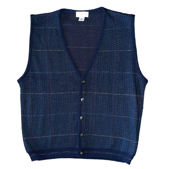 Murano | Sweaters | Vintage Murano Mens Wool Blend Navy Blue Plaid ...